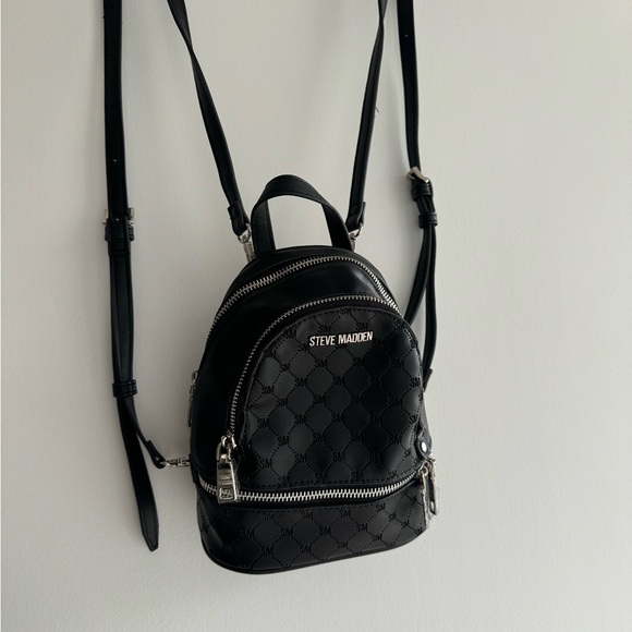 Steve Madden | Bags | Steve Madden Embossed Small Black Backpack | Poshmark